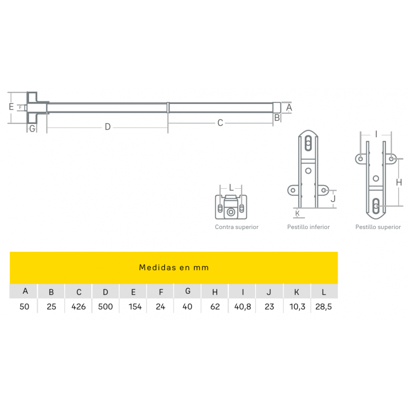 Combo barra antipánico Tampa 1 punto con manija Eiffel Yale